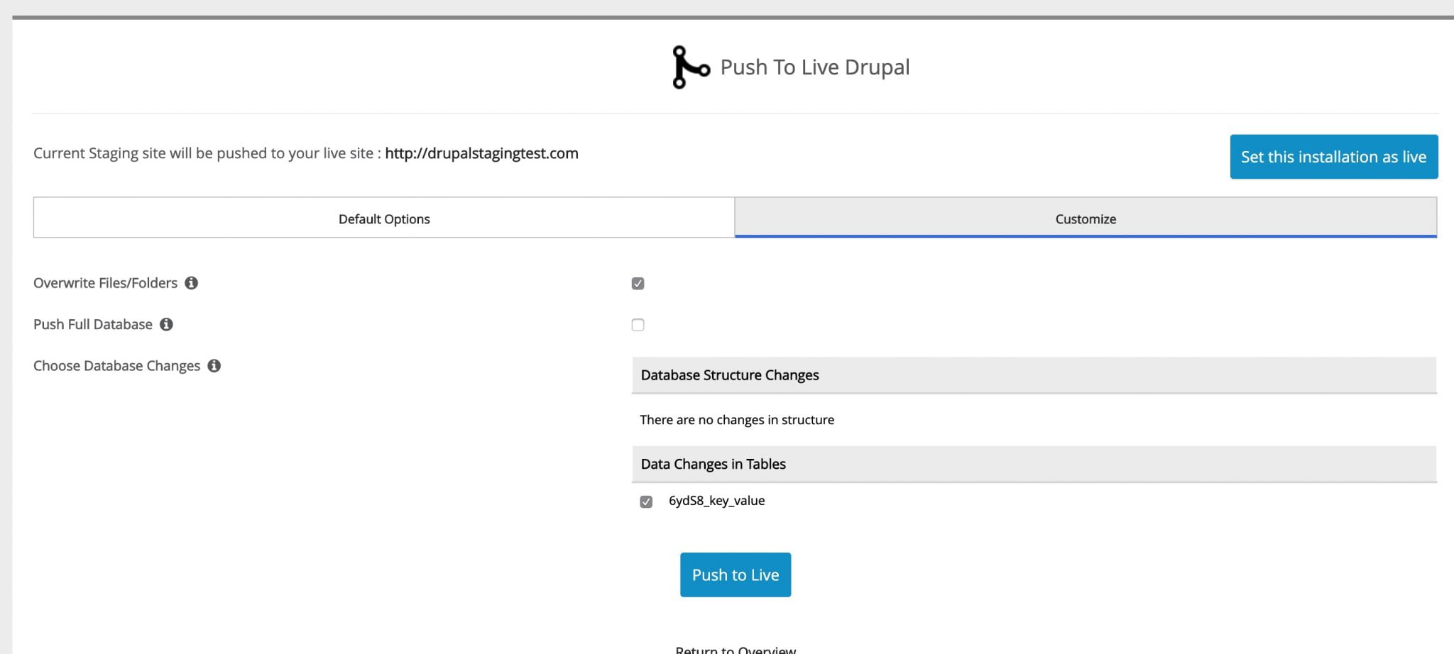 Push a Staging Site to Live - Rochen Documentation